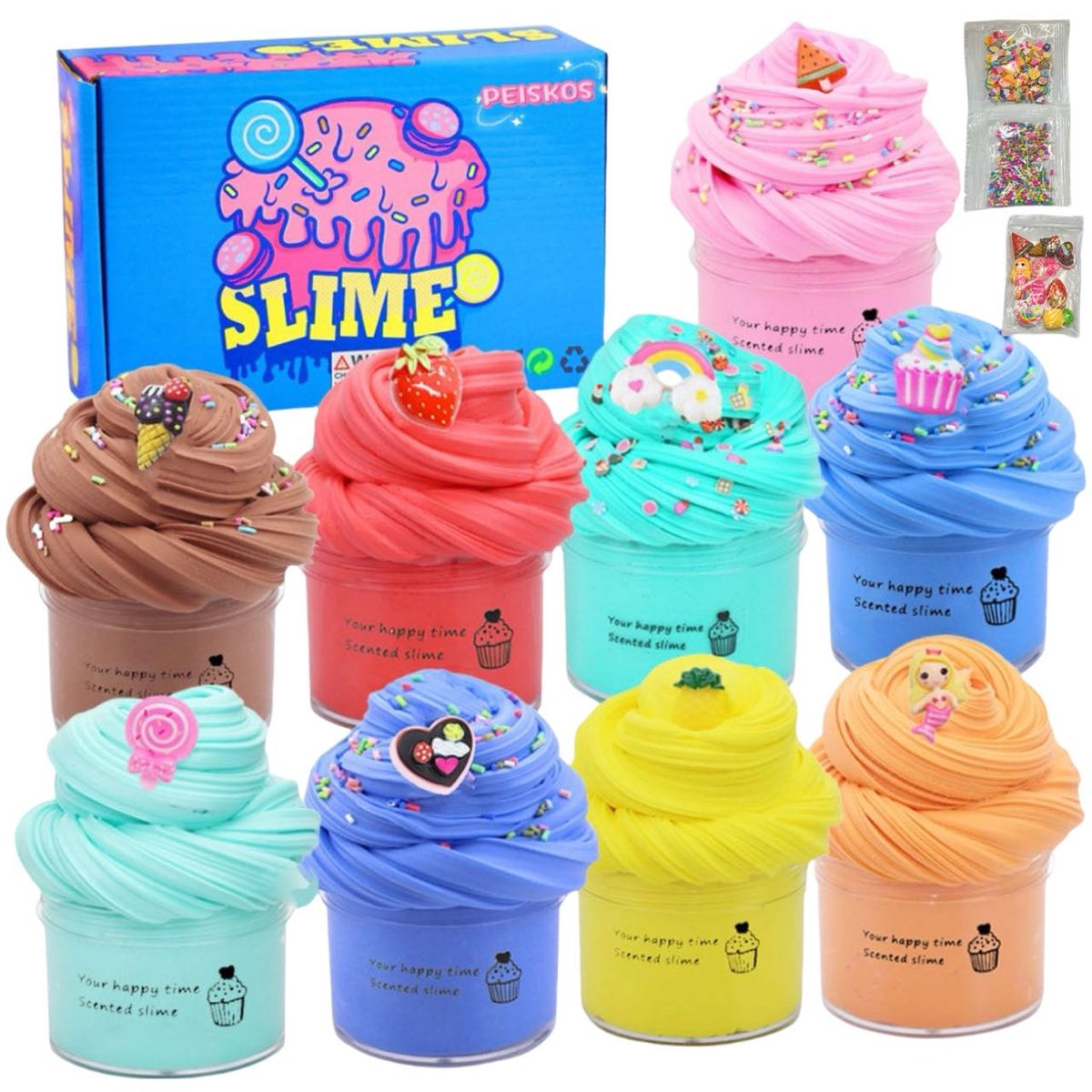PEISKOS 12 Pieces DIY Scented Mini Butter Slime Toys Kit for Kids Age 6 ...