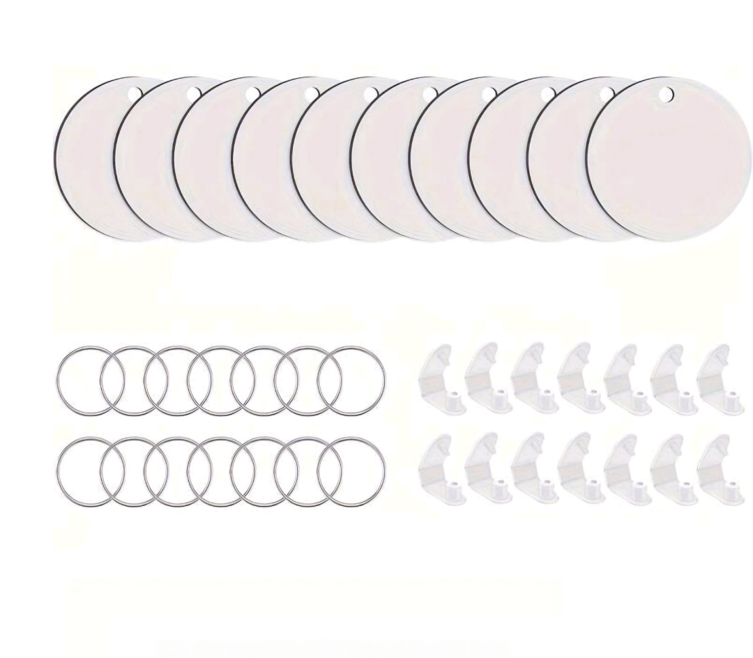 10 Pack Round Sublimation Keychain with Keyrings for Heat Transfer ...