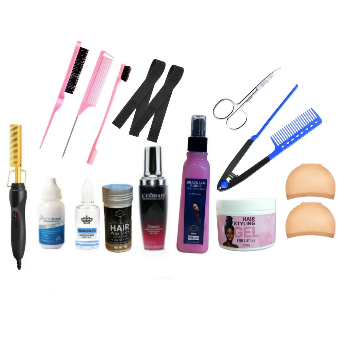 13 in 1 Brazilian Wigs Styling Kit with Styling Gel & Edge Control ...