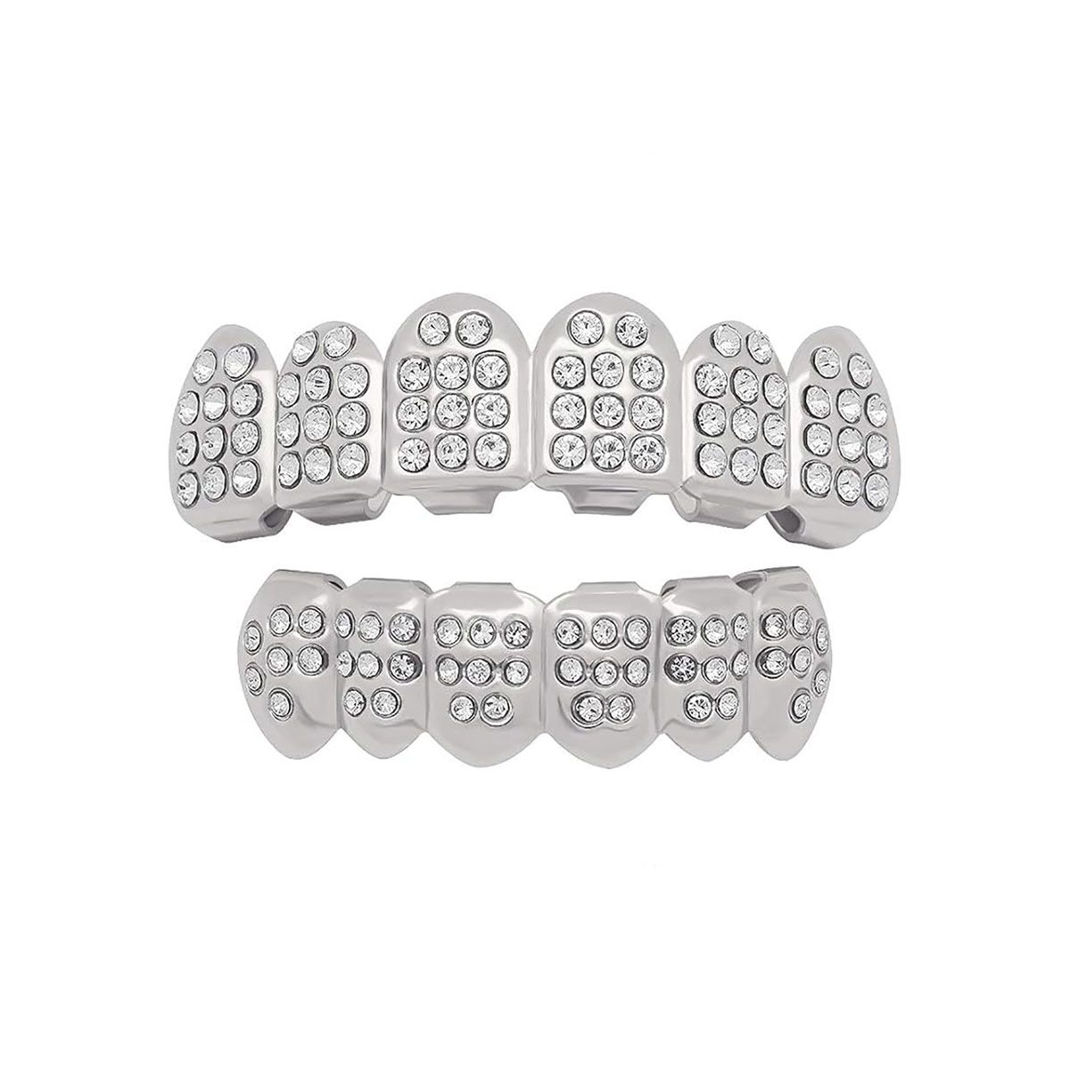 Hip Hop Rapper Teeth Grillz Gold/Silver Plated Iced Out Mouth Teeth ...