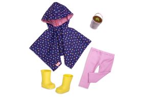 Our Generation Regular raincoat and rain boots outfits - Puddle of fun ...