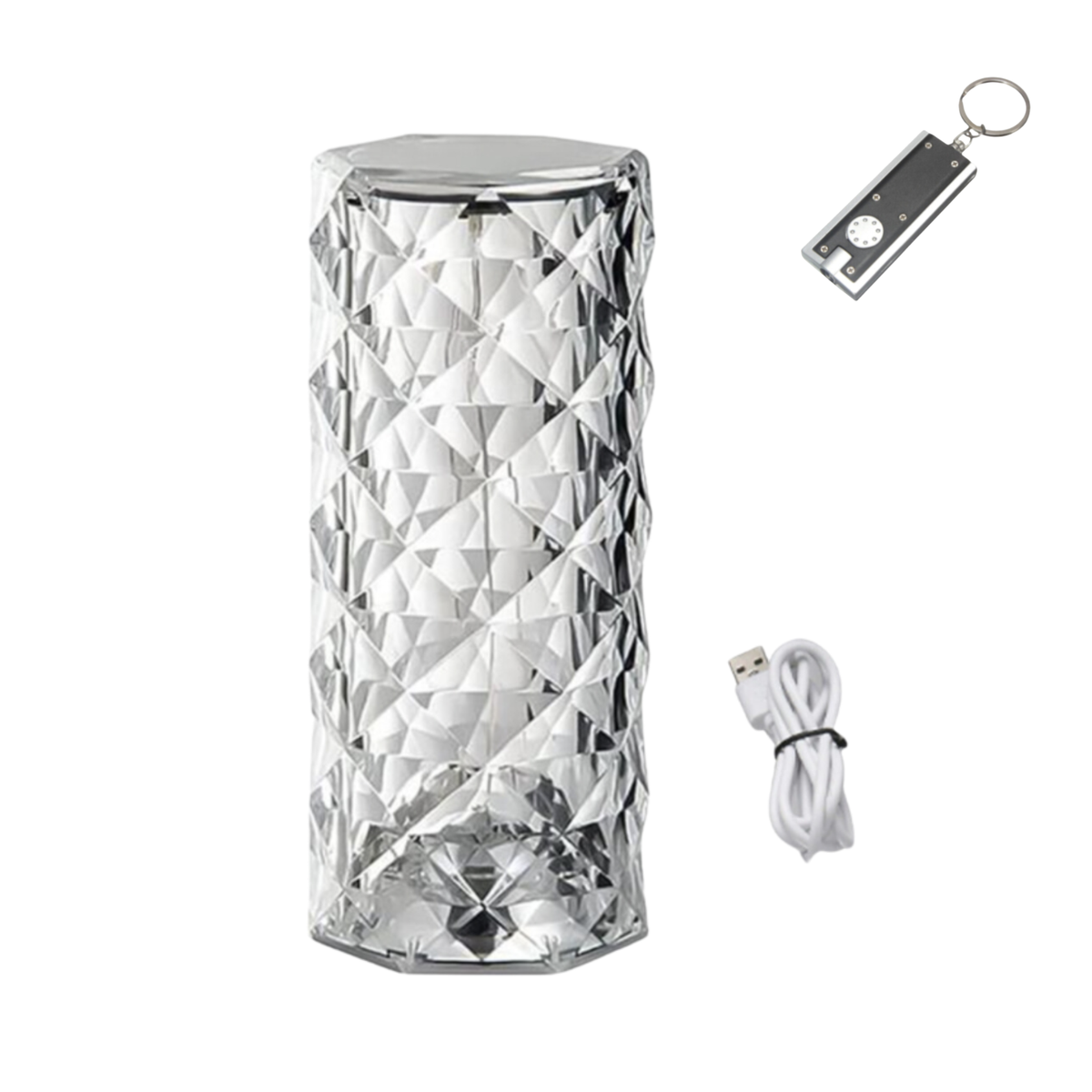 Rechargeable Colour-Changing Touch Lamp with Keyring Torch - Cylinder ...