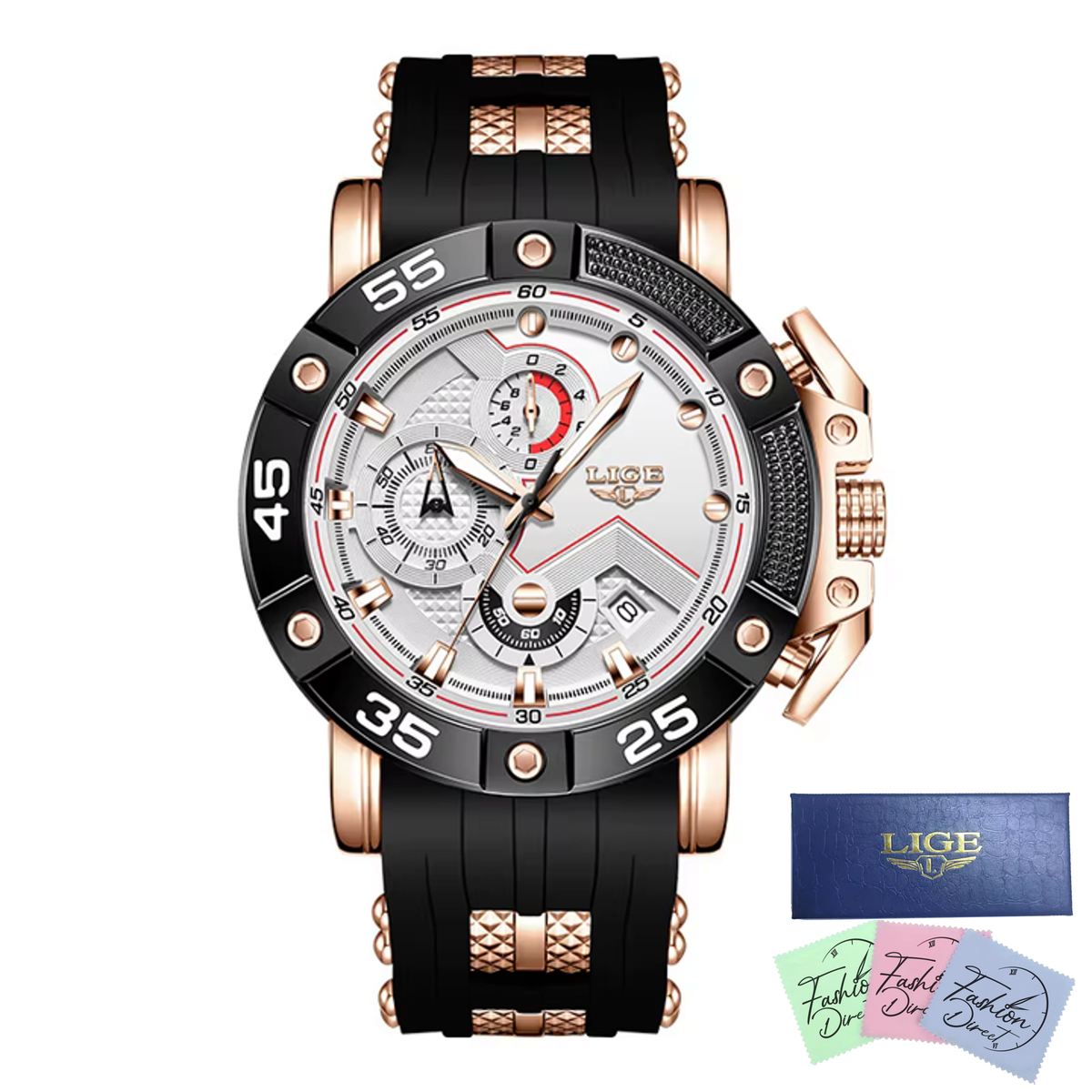 LIGE - Men Luxury Chronograph Silicone Strap Sport Watch | Shop Today ...
