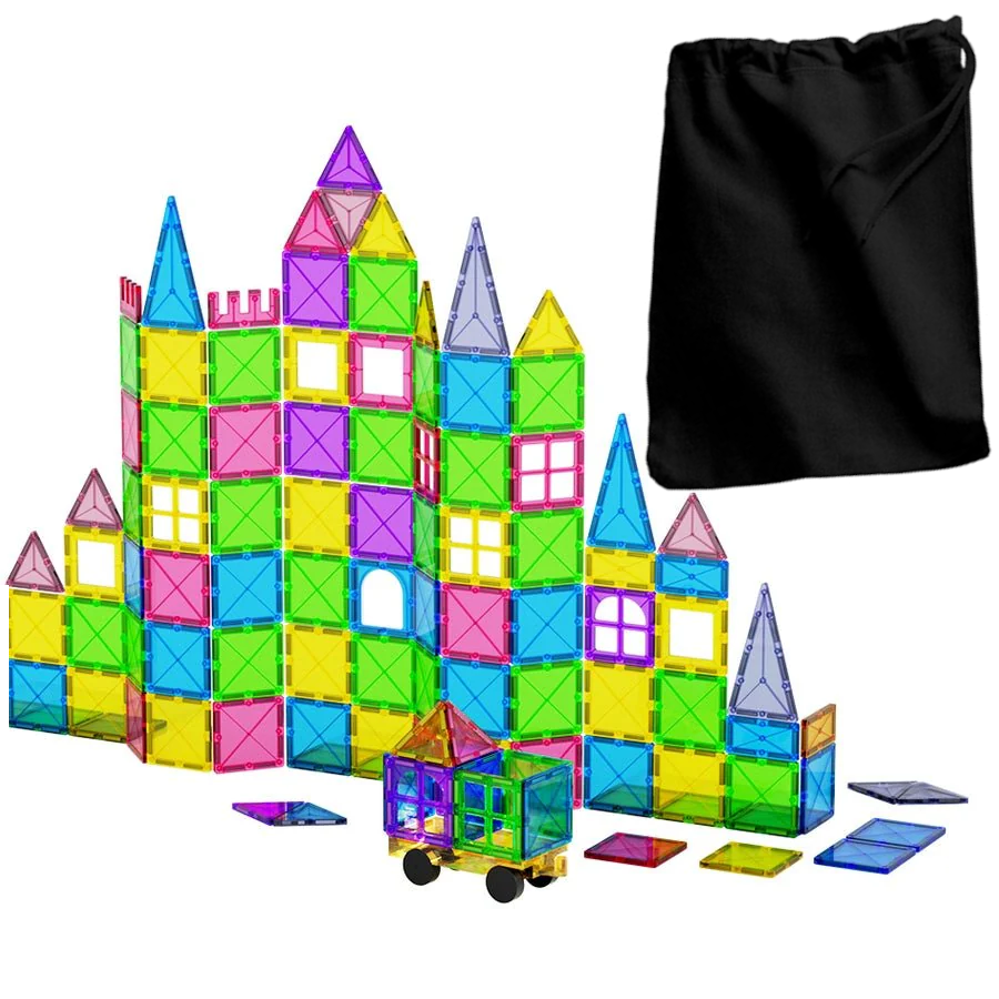 100-piece Magnetic Tile Building Blocks STEM Educational Toy Set for ...