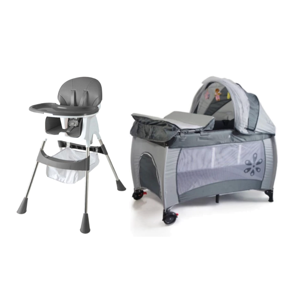 Belecoo Adjustable Baby Feeding High Chair& Folding Baby Crib/Bed Combo ...