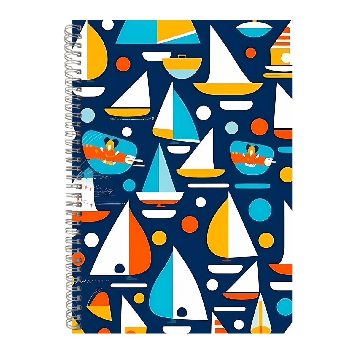 Boats_17 A4 Notebook Spiral Lined Boat Patterns Graphic Notepad Present ...