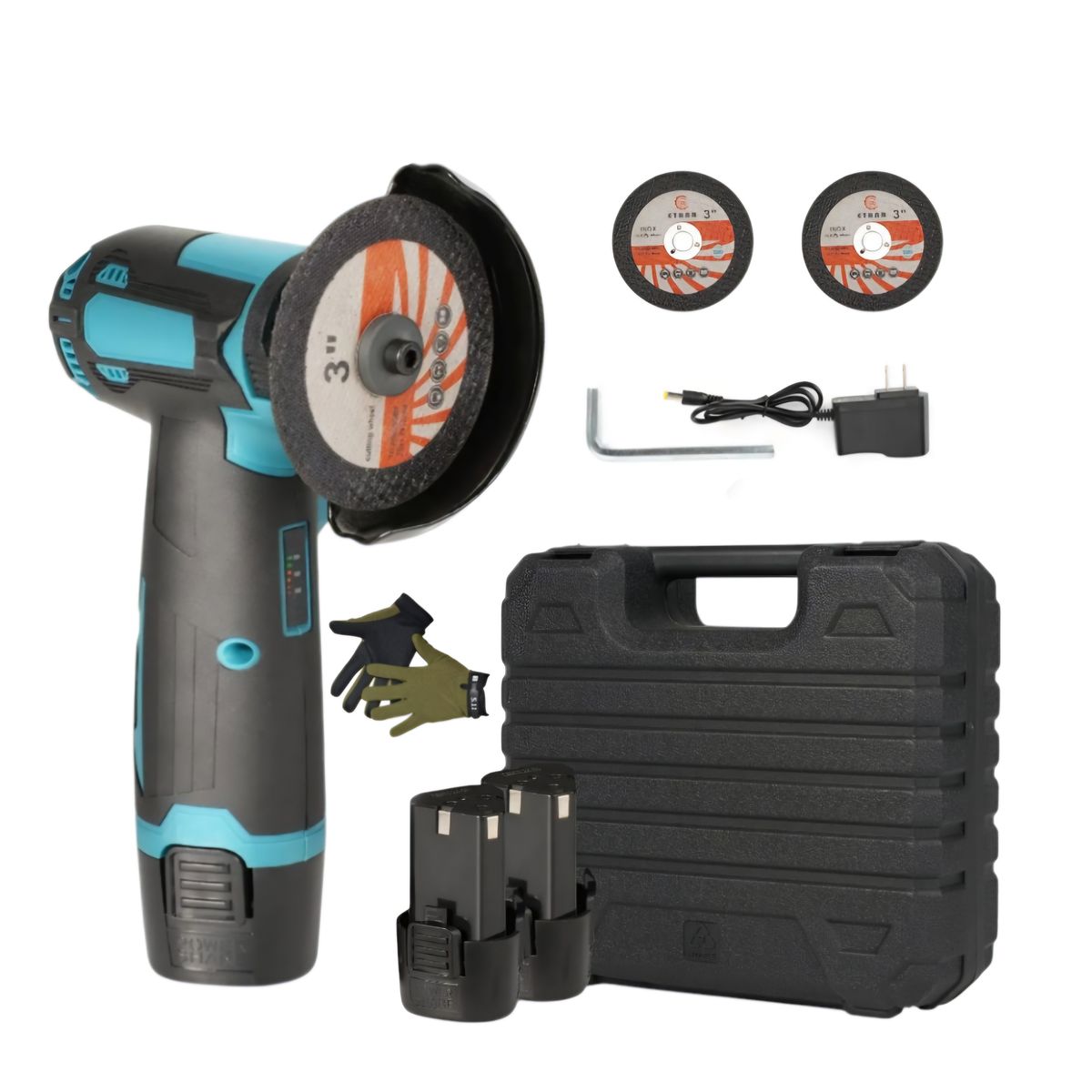 3Inch 12v Cordless Mini Cutting Grinder With Case, Gloves & Batteries ...