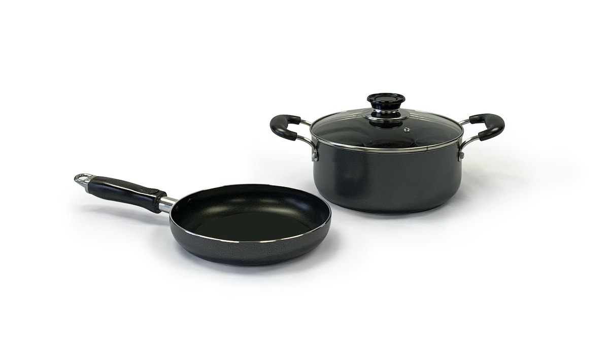 Real Chef BASIC Non-Stick Casserole Pot and Fry Pan Combo 3 Piece Set ...