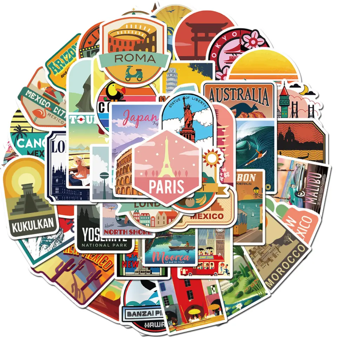 Custom Travel City Sticker Mix - 50 Piece | Shop Today. Get it Tomorrow ...