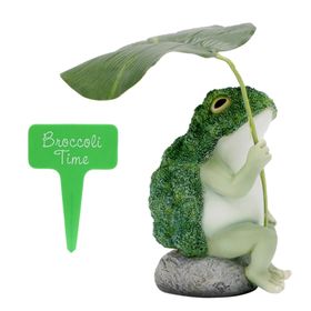 Garden Decor Gorgeous Broccoli Frog Leaf Sculpture with Umbrella - 11cm ...