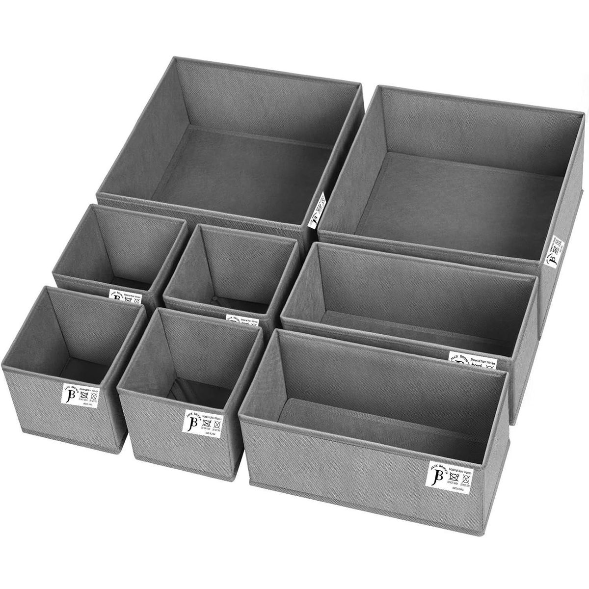 Jack Brown Foldable Storage Boxes for Clothes Underwear - Set of 8 ...