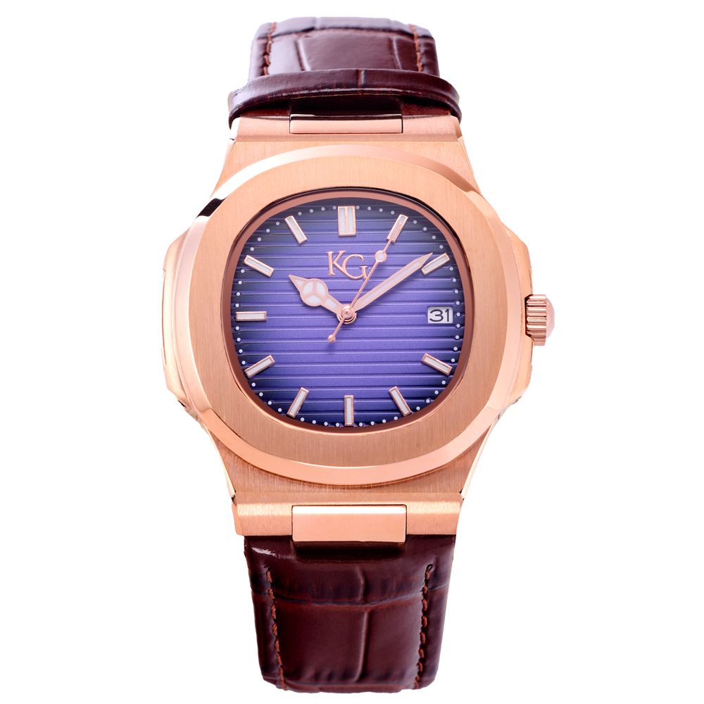 Kings Gold Vangiard Men's Luxury Automatic Watch Blue Face & Rose Gold ...