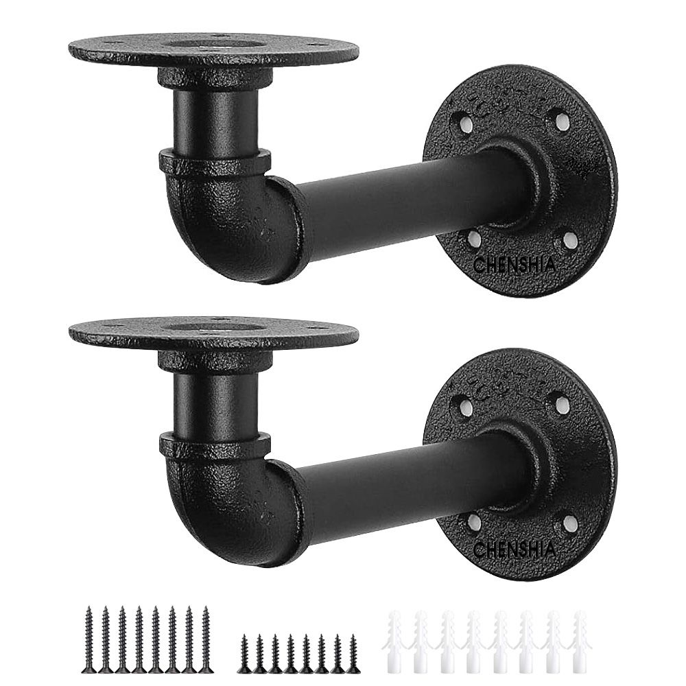 Chenshia Industrial Mounted Pipe Shelf Bracket Iron L-Pipe Heavy Duty ...