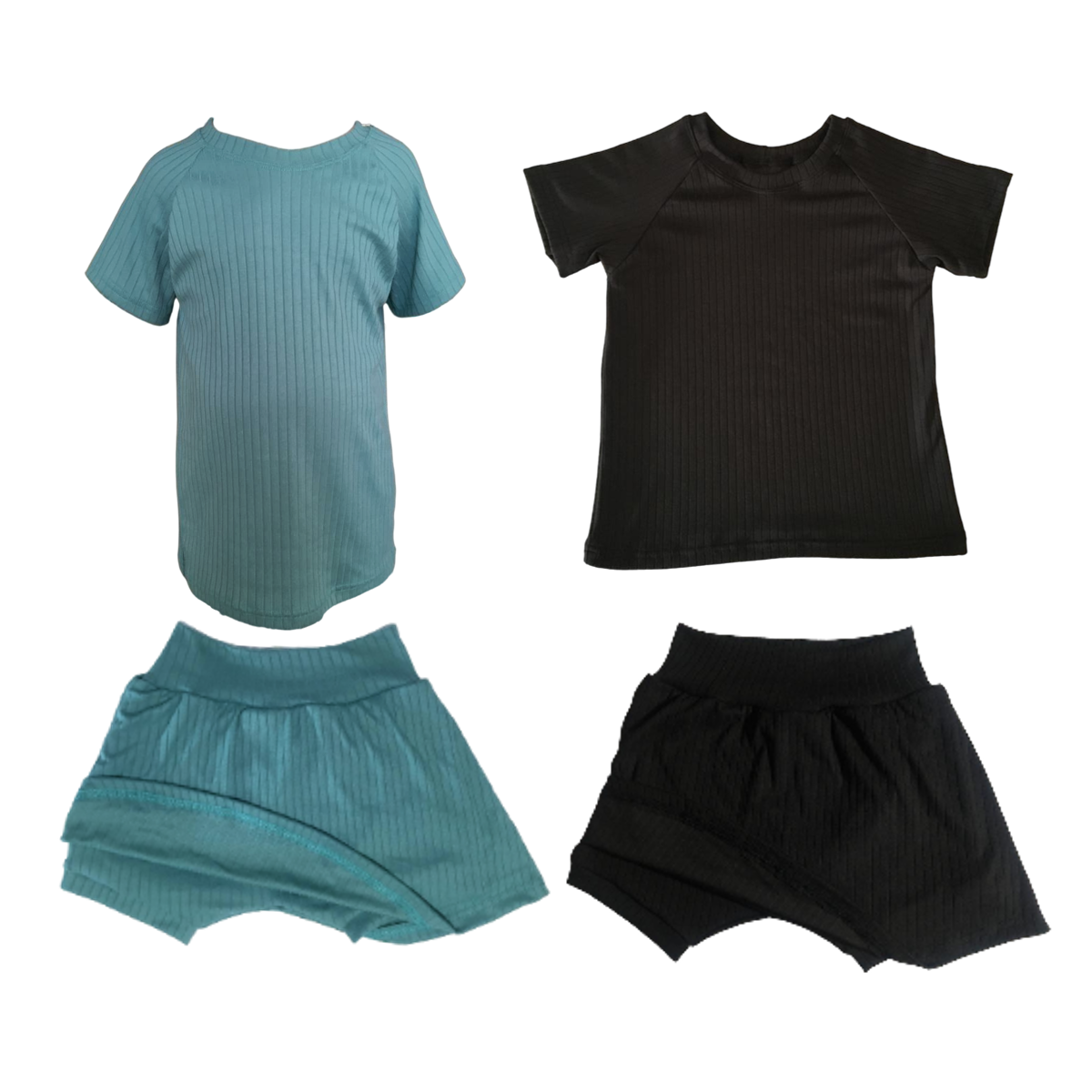 Kids Clothing Combo - 2T-Shirts & 2Skorts - Sage Green & Black | Shop ...