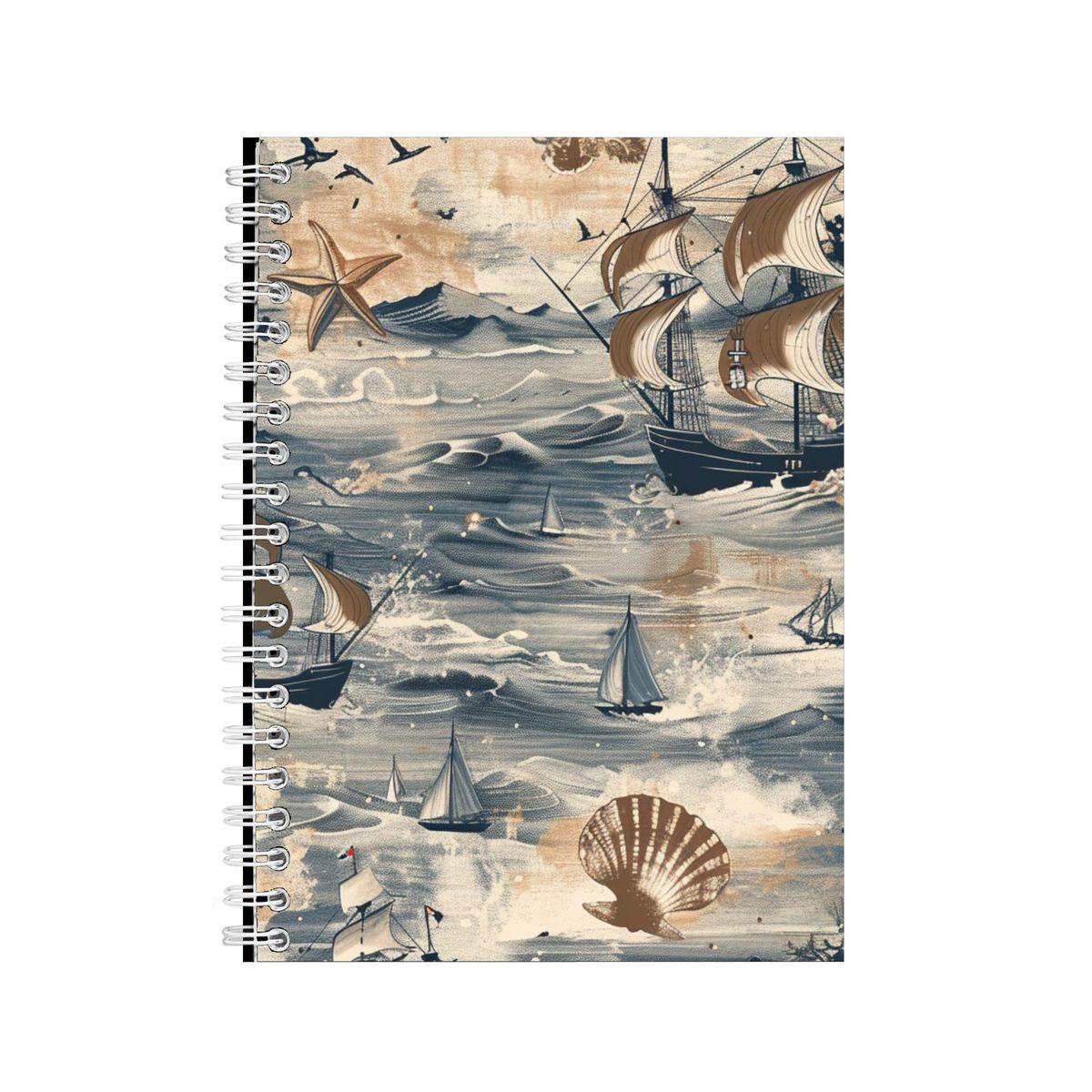 Nautical20 A5 Notebook Spiral Lined Trendy Nautical Graphic Notepad ...