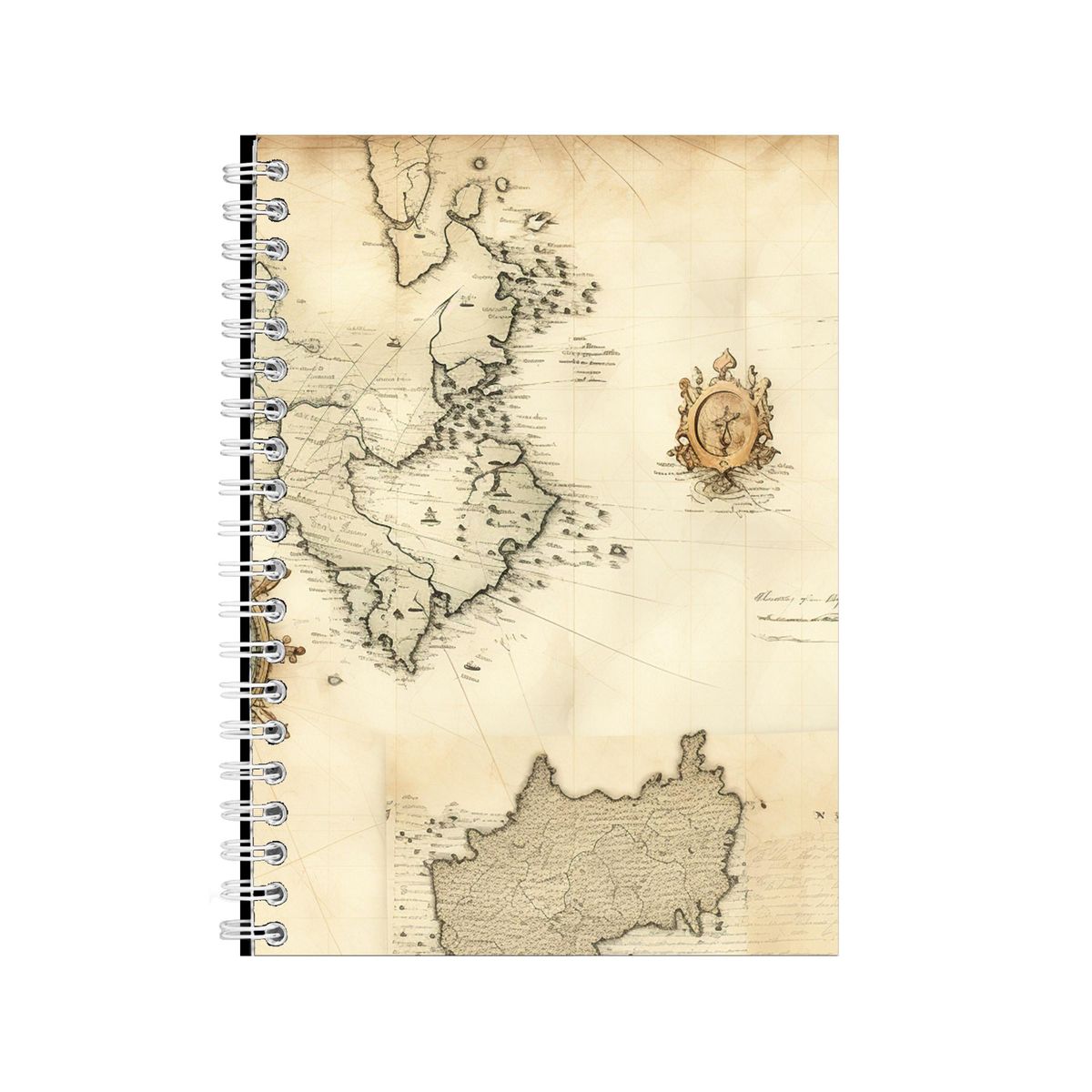 Bright A5 Notebook Spiral and Lined Maps Graphic Notepad Design Present ...