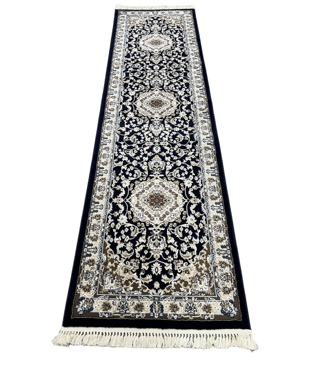 Beautiful Navy Blue Machine Made Runner/Hallway Rug - 300 x 80cm | Shop ...