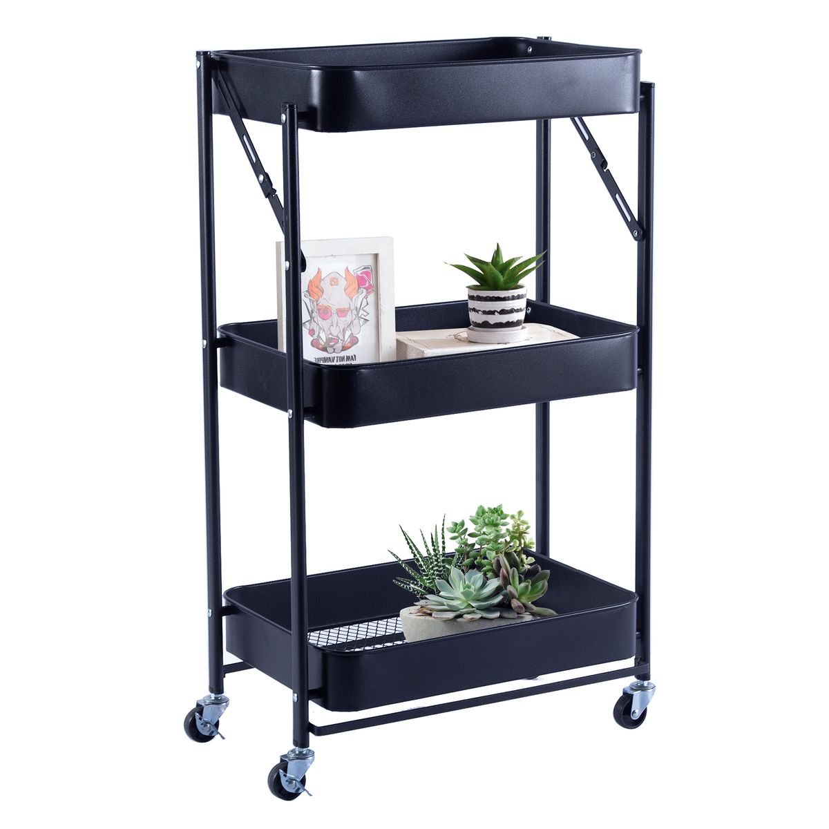 3 Tier Foldable Steel Rolling Storage Cart | Shop Today. Get it ...