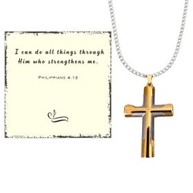 Mens Two-Tone Cross Pendant Necklace, Card and Gift Box Set | Shop ...