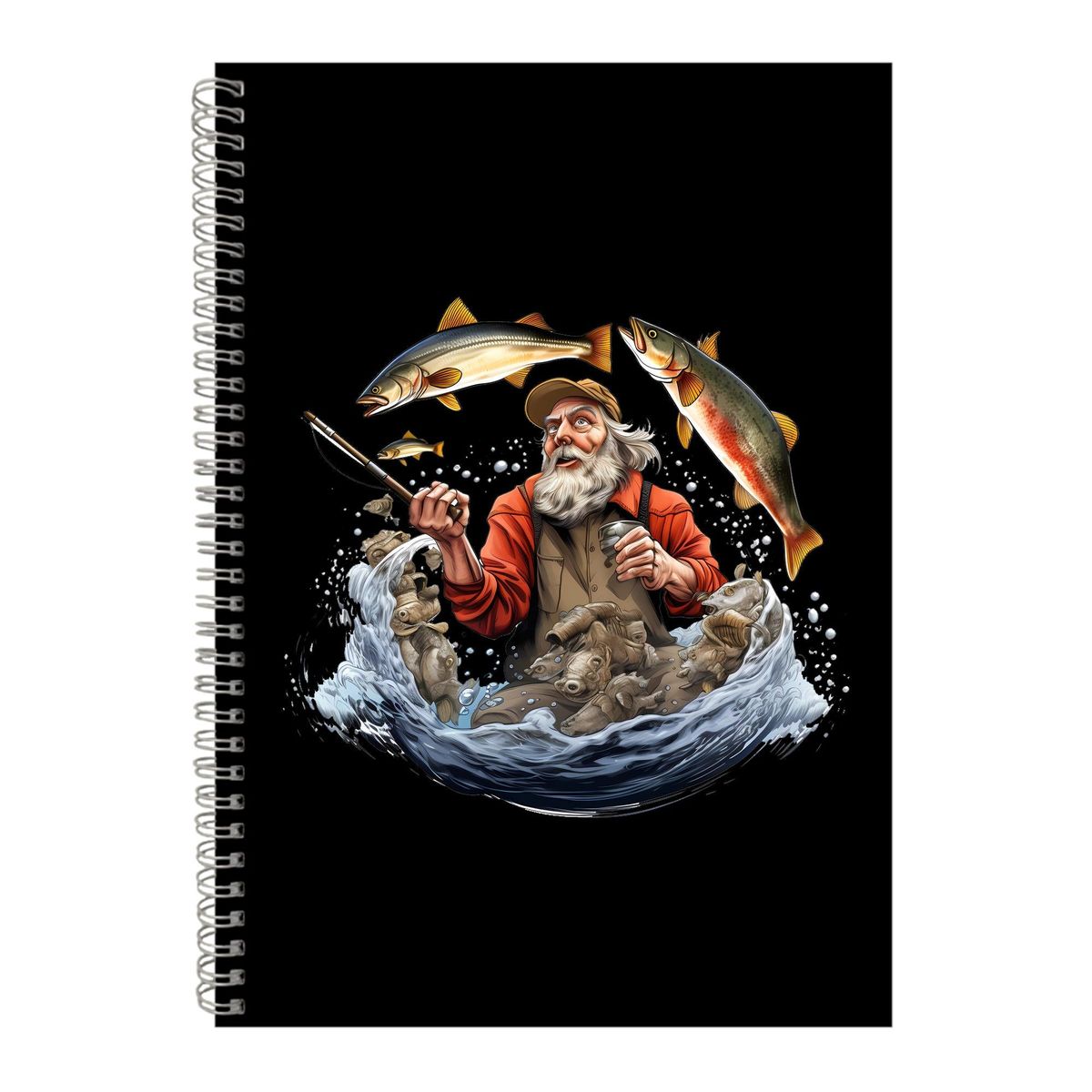 2 Fish A4 Notebook Spiral and Lined Fishing Lovers Graphic Notepad Gift ...