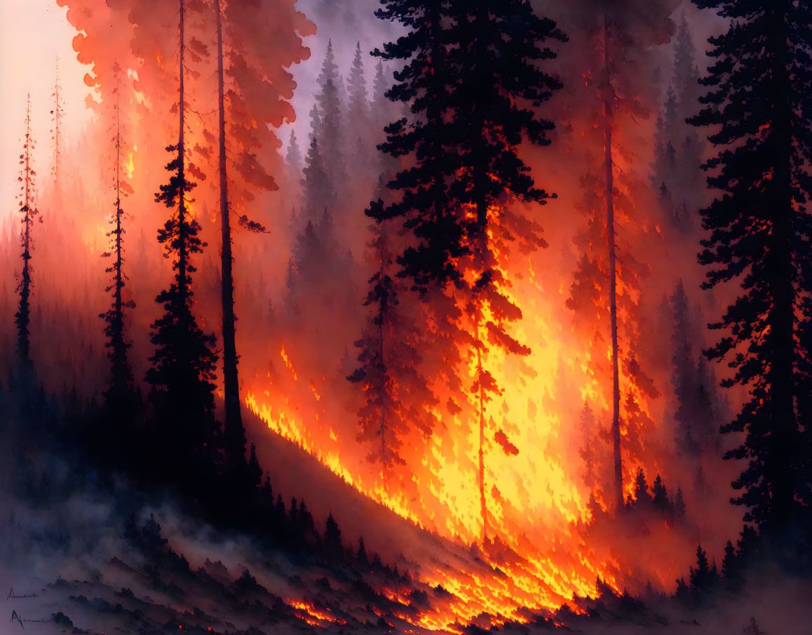 Canvas Wall Art - Burning Forest Artwork | Shop Today. Get it Tomorrow ...