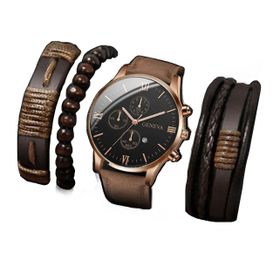 GENEVA Men - Suede Brown Watch Set - 4 Piece | Shop Today. Get it ...