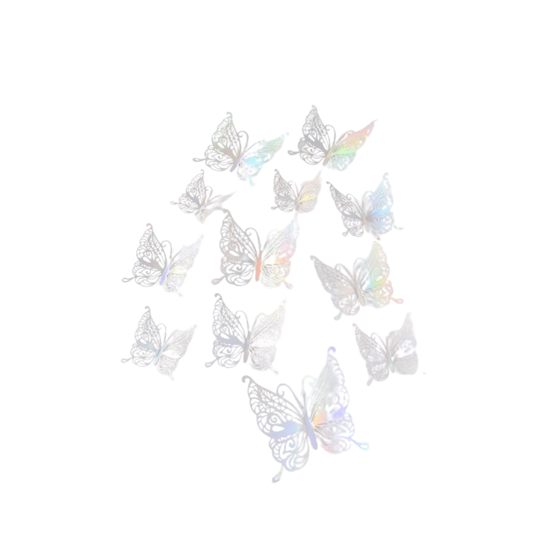 12 Pieces Paper 3D Reflective Hollow Out Oil Proof Butterfly Sticker ...