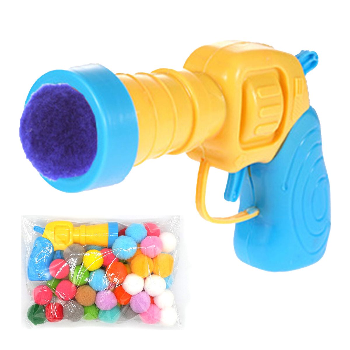 50 Piece Pom Pom Balls,Cat Toy Ball Launcher Gun,Plush Ball Shooting ...