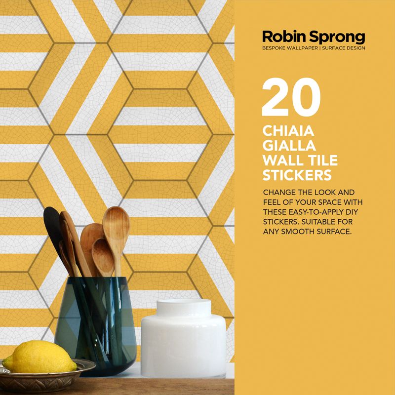 Robin Sprong Pack of 20 15 x 15 cm Chiaia Gialla Wall Tile Stickers ...