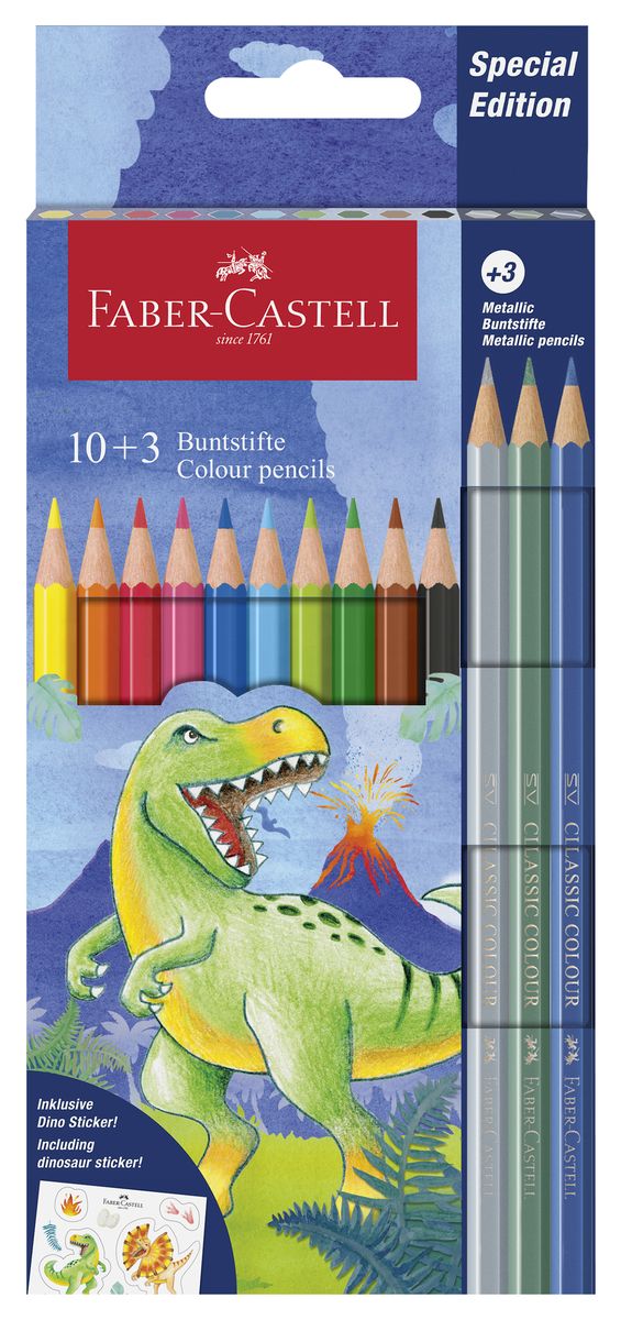 Faber-Castell Dinosaur edition colour pcl (10 classic and 3 metallic ...