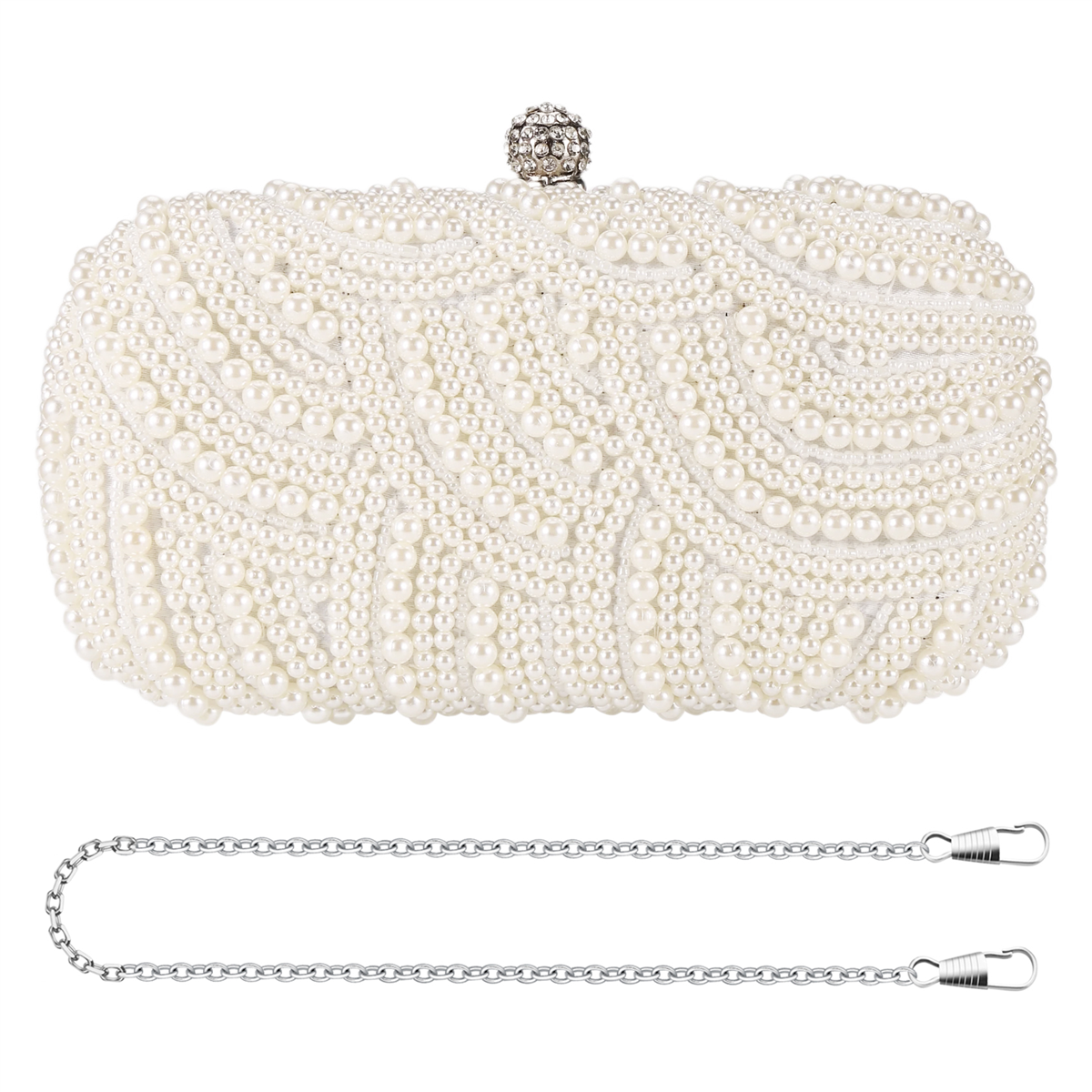Women Purse Evening Bags for Party Wedding Pearl Clutch Bags - White ...