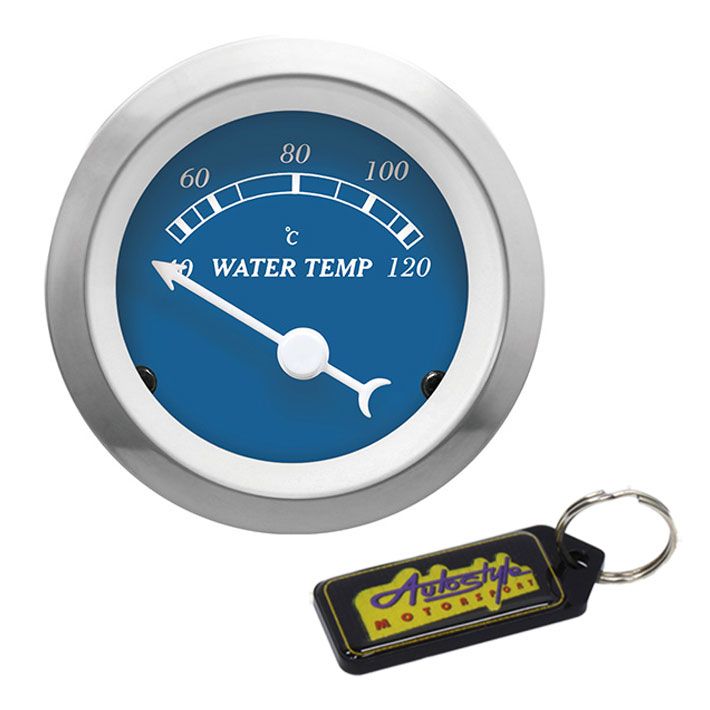 Autogauge Classic Series Water Temp Gauge 52mm - Blue & Gel Key Holder ...