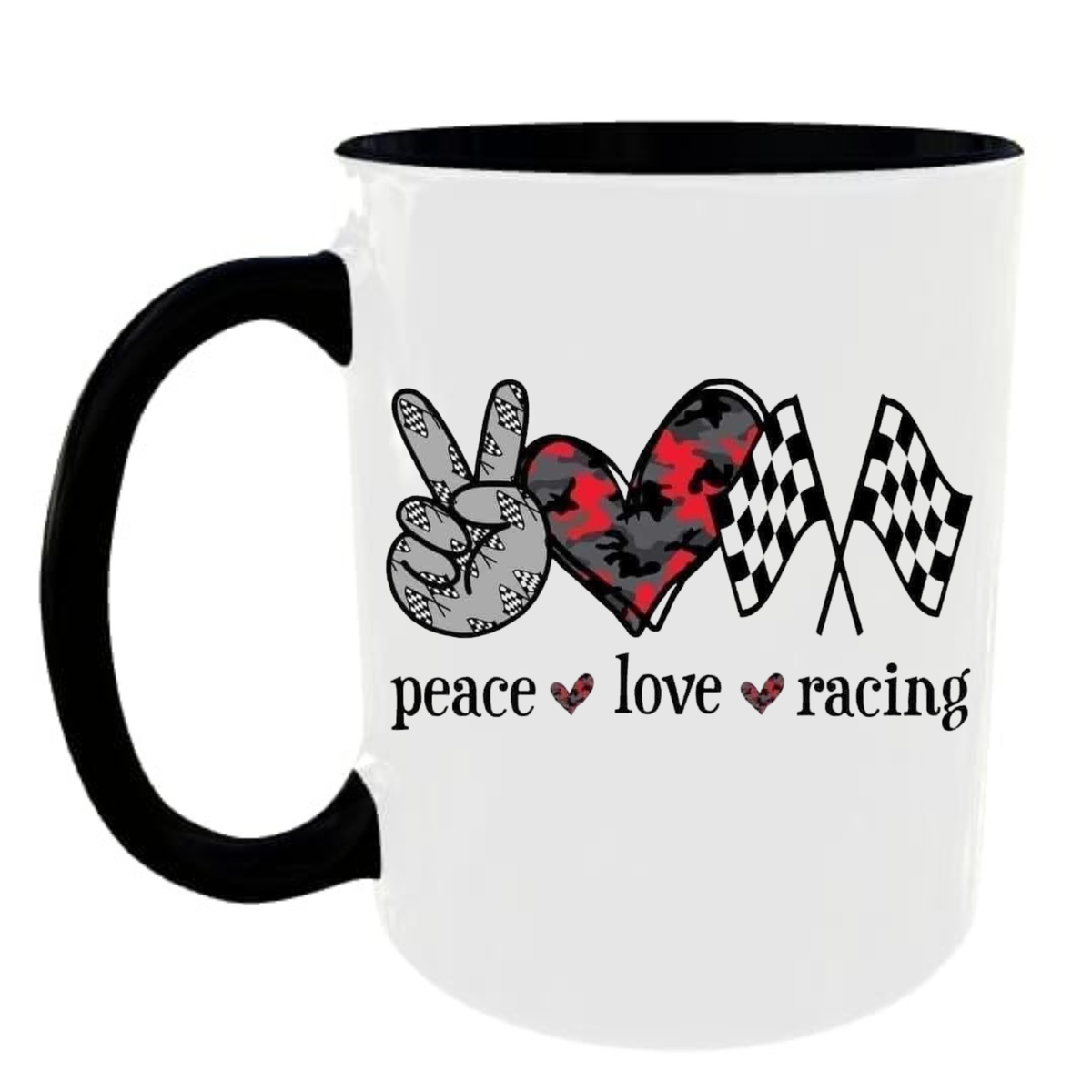 Peace Love Racing Printed 2 Tone Coffee Mug - Black | Shop Today. Get ...