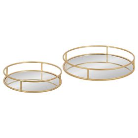 Set of 2 Indoor Decorative Nesting Mirror Trays with Gold Finish | Shop ...