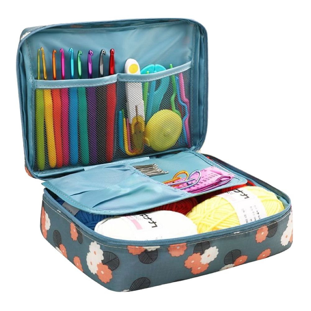 Craft Stationery All in 1 Beginners 66 Piece Crochet Kit with Storage ...