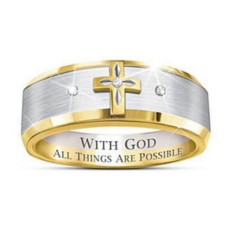 Unisex Cross Ring with Two-Tone Gold - Professional & Versatile Style ...