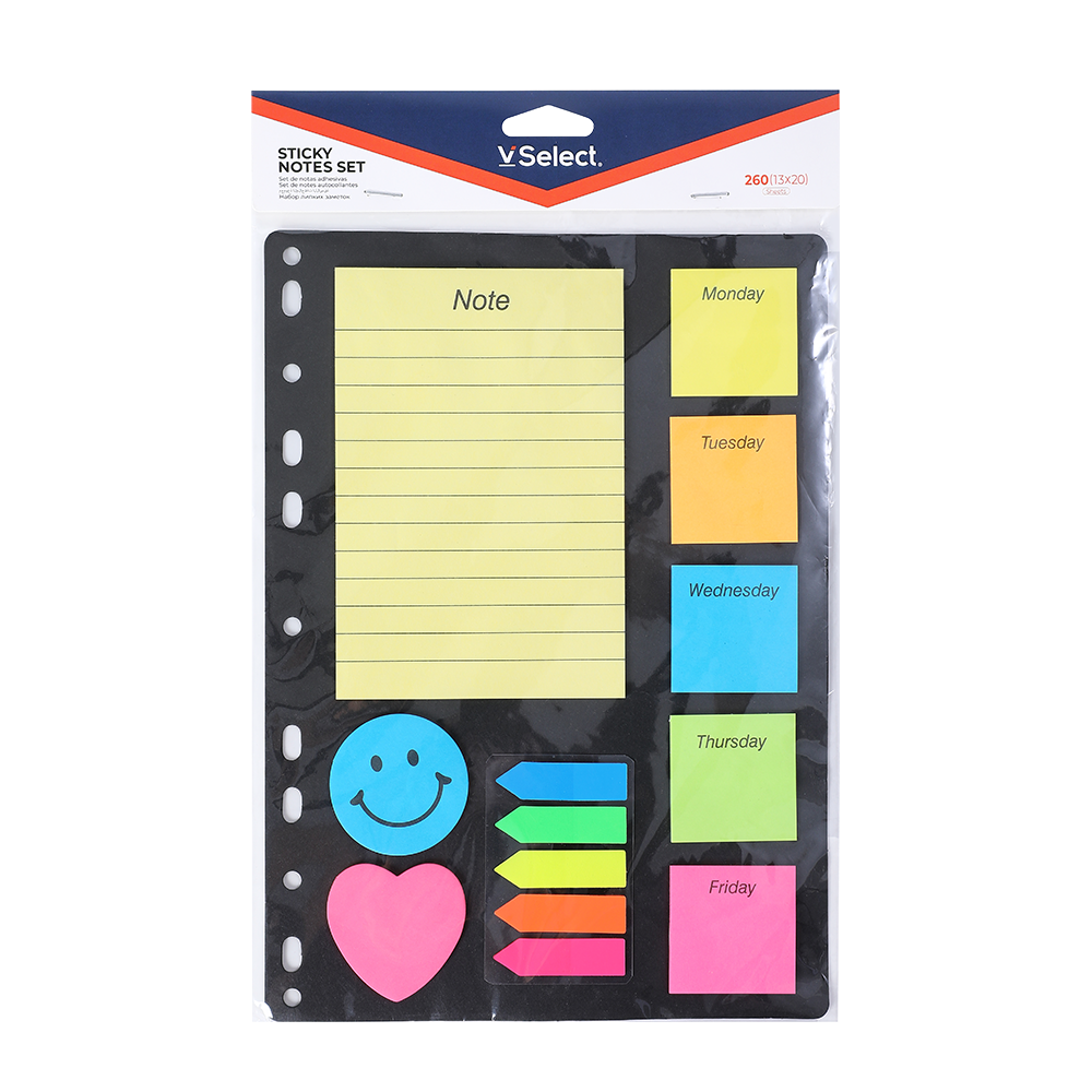 VSelect - Sticky Notes Set, 260pcs Bright Colours, Self-Stick Pads ...
