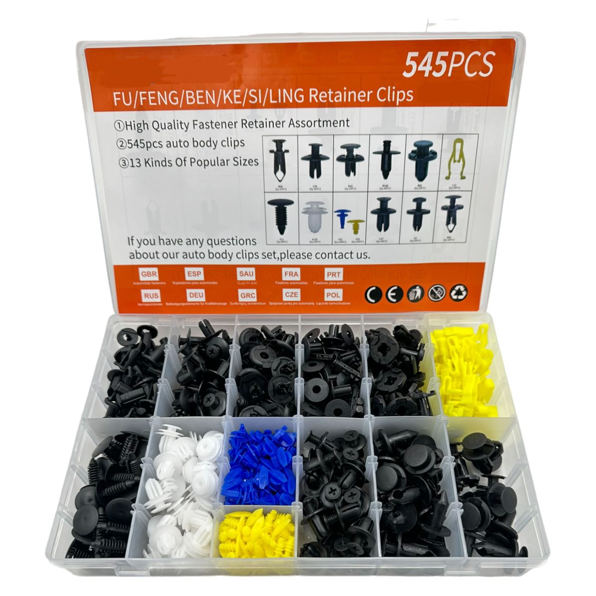 545 Pieces Car Auto Body Retainer Clip Kit With 13 Different Fasteners ...