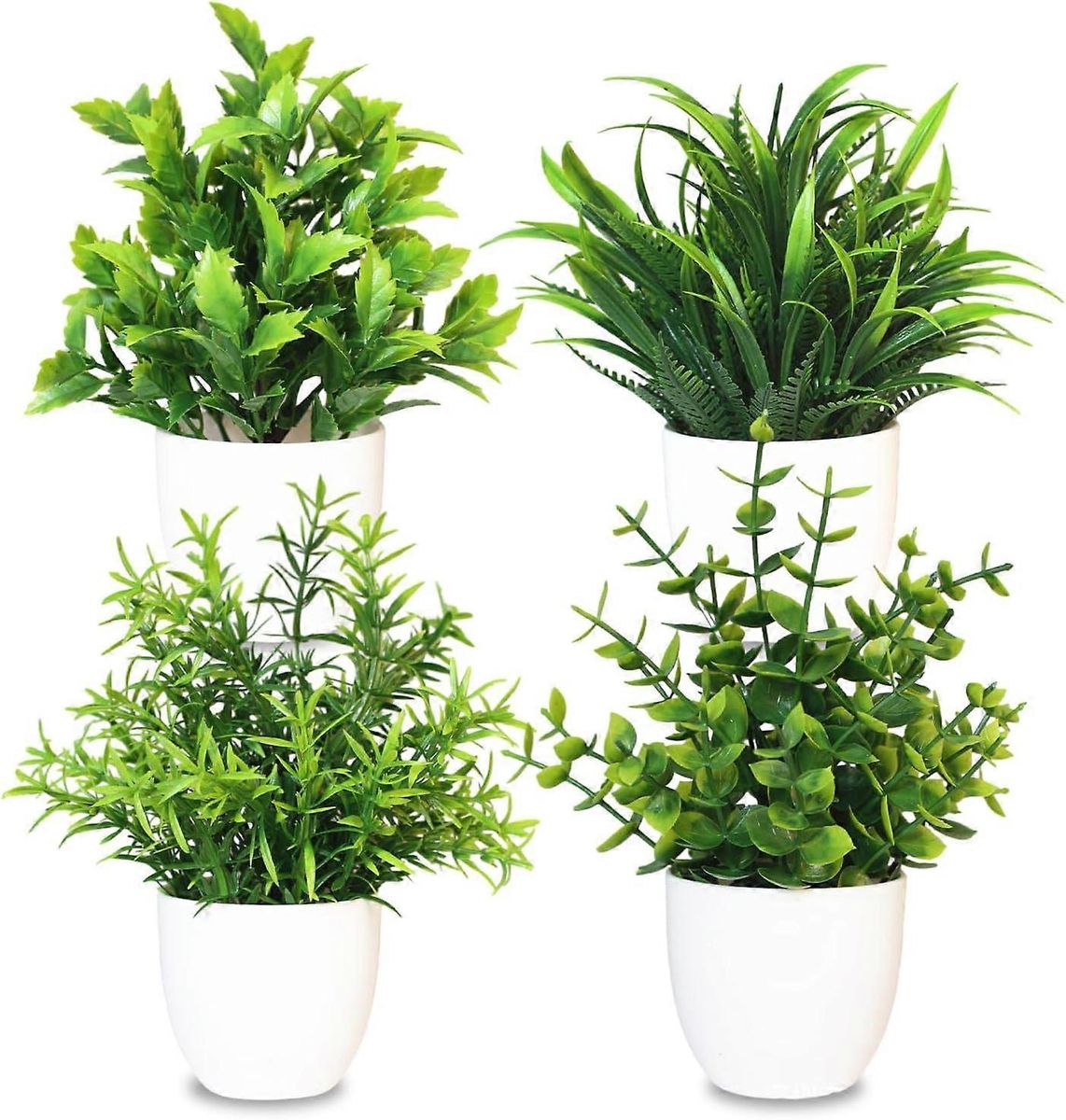 4 Artificial Plants Plastic Plants small Green Potted Plants | Shop ...