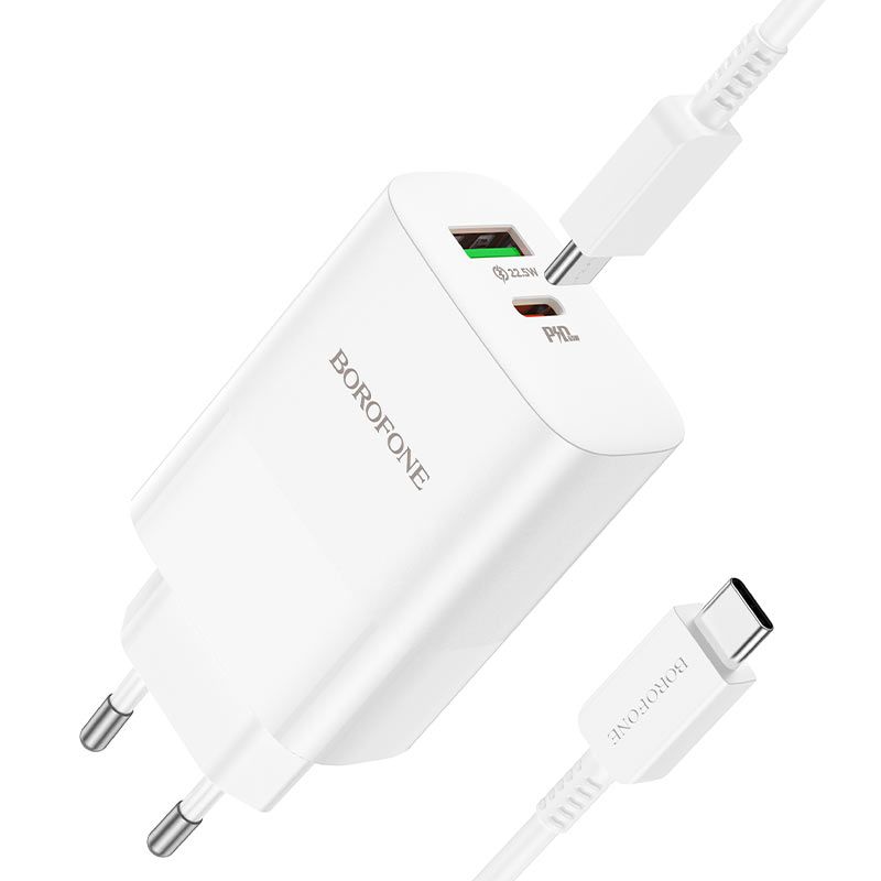 Borofone - BN10 - Fast Type C Charger 65 Watt with Dual Port Type C ...