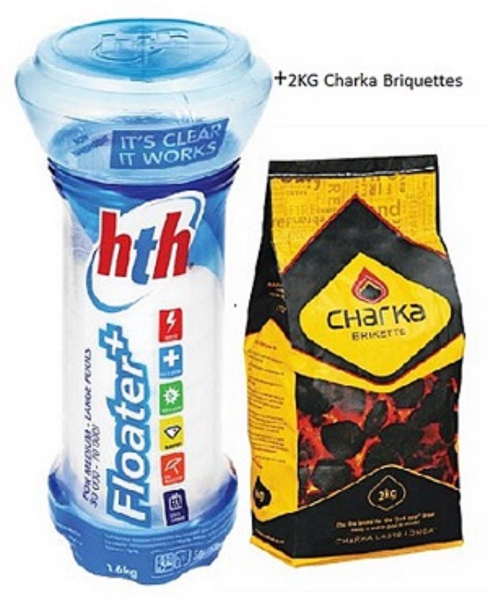 HTH -Floater+ for large pools - 1.6kg with 2kg Charka Briquettes | Shop ...
