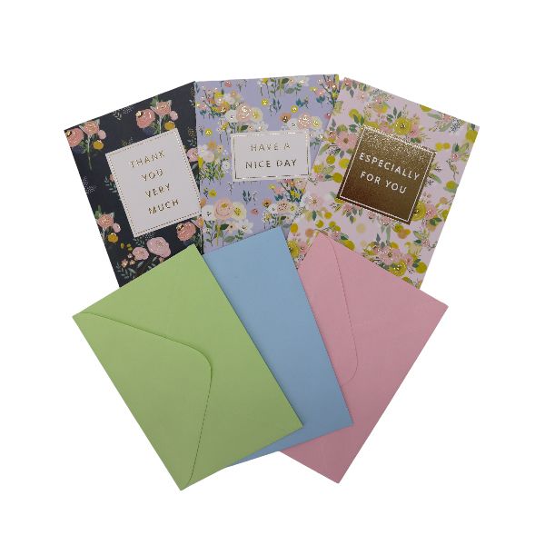 Set Of 3 Floral Pattern Cards With Envelope - Set A | Shop Today. Get ...