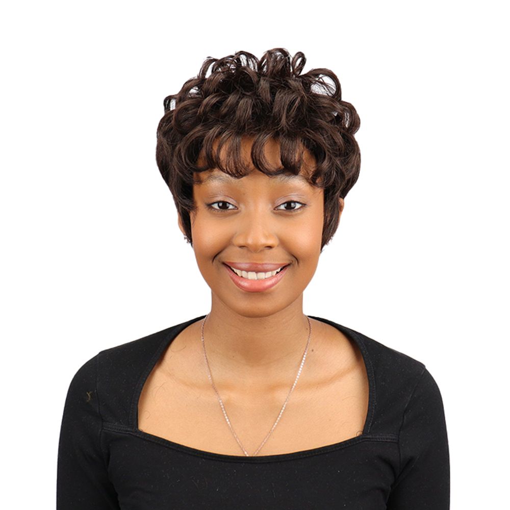 JOEDIR Short Brazilian Peruvian 100%Human Hair Wigs Pixie Cut Wig ...