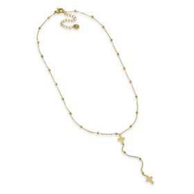 Steel My Heart Waterproof Drop Cross Beaded Stainless Steel Necklace ...