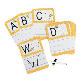 Busy Bee Write and Wipe Alphabet Cards Double-Sided, Includes Marker ...