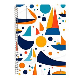 Boats_21 A4 Notebook Spiral Lined Boat Patterns Graphic Notepad Present ...