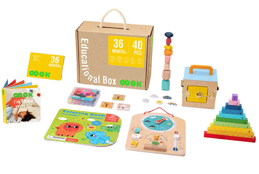 6-in-1 Early Learning Montessori Wooden 40 Piece Play Set for 36 ...