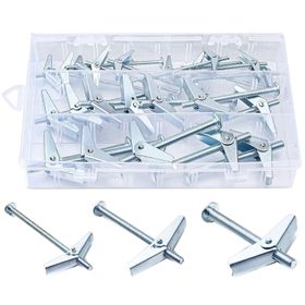 28 Piece Toggle Bolts & Nut Kit Drywall Butterfly Anchors- 3 Size 3,6 ...