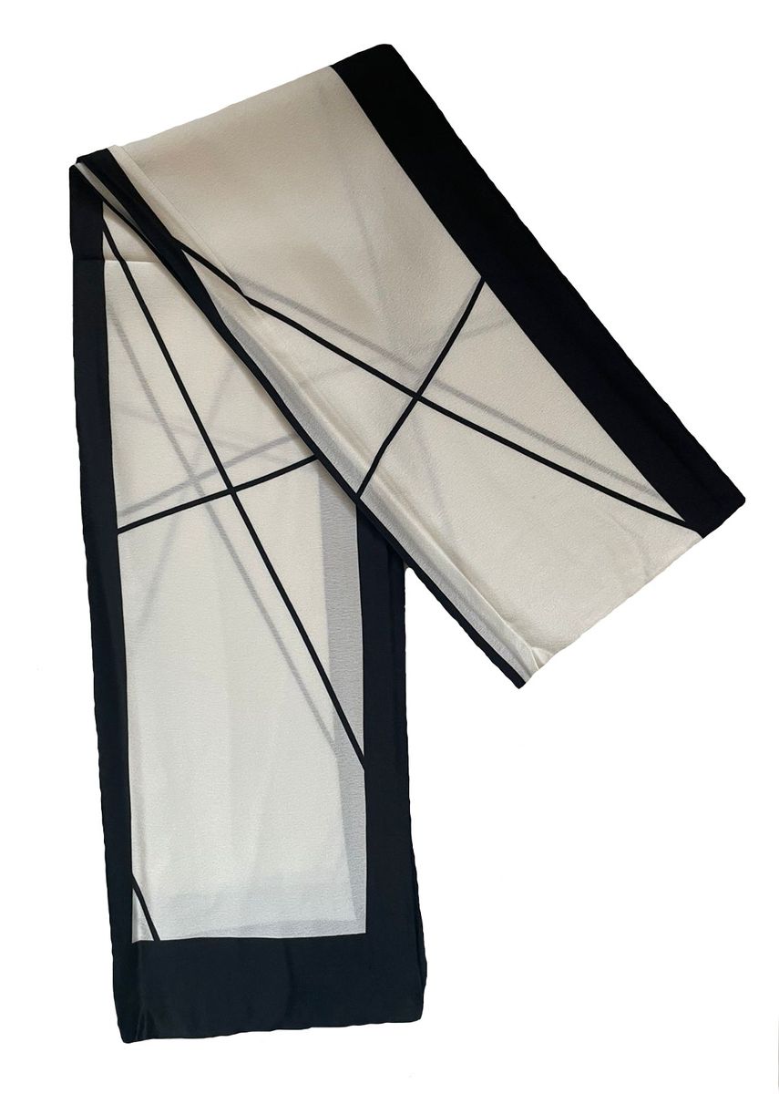 Ladies Silky Two Layered Double Sided Office Scarf/Tie - White/Black ...