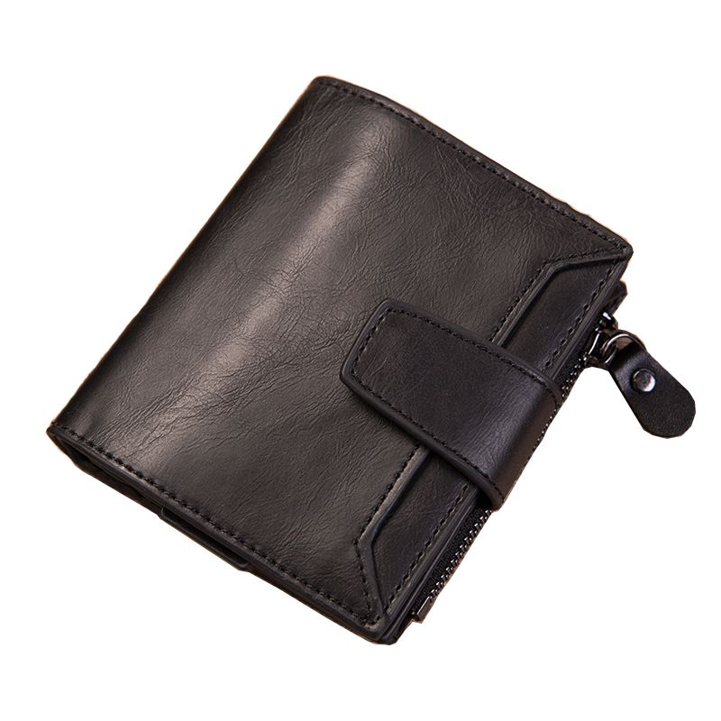 Bifold Multi-Card Leather Wallet with Pop-Up Card Holder and Coin Zip ...